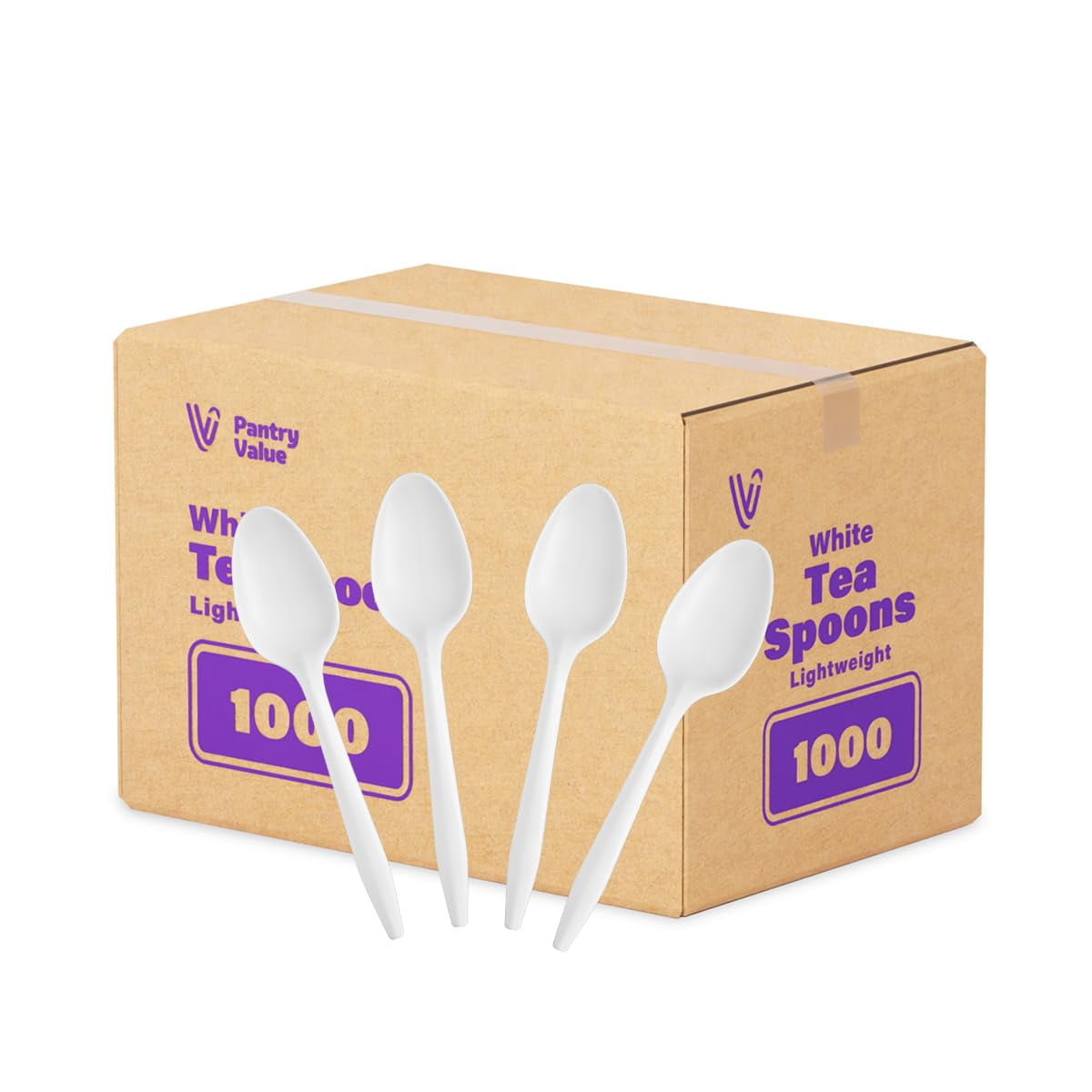 Pantry Value [1000 Count] Lightweight White Plastic Spoons - Disposable ...