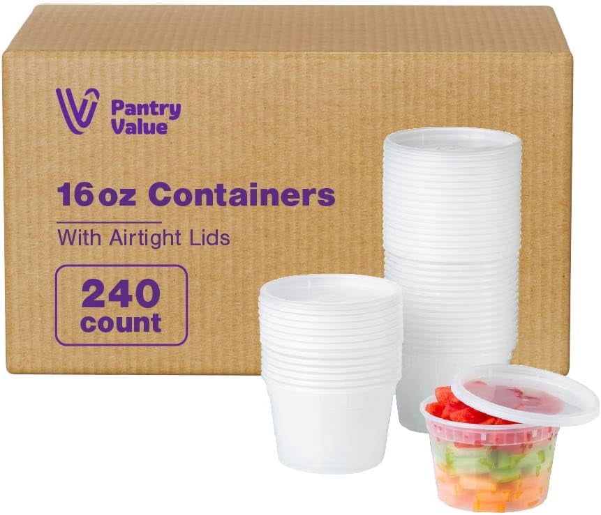 Pantry Value [Case of 240 16 oz. Plastic Food Storage Deli Containers ...