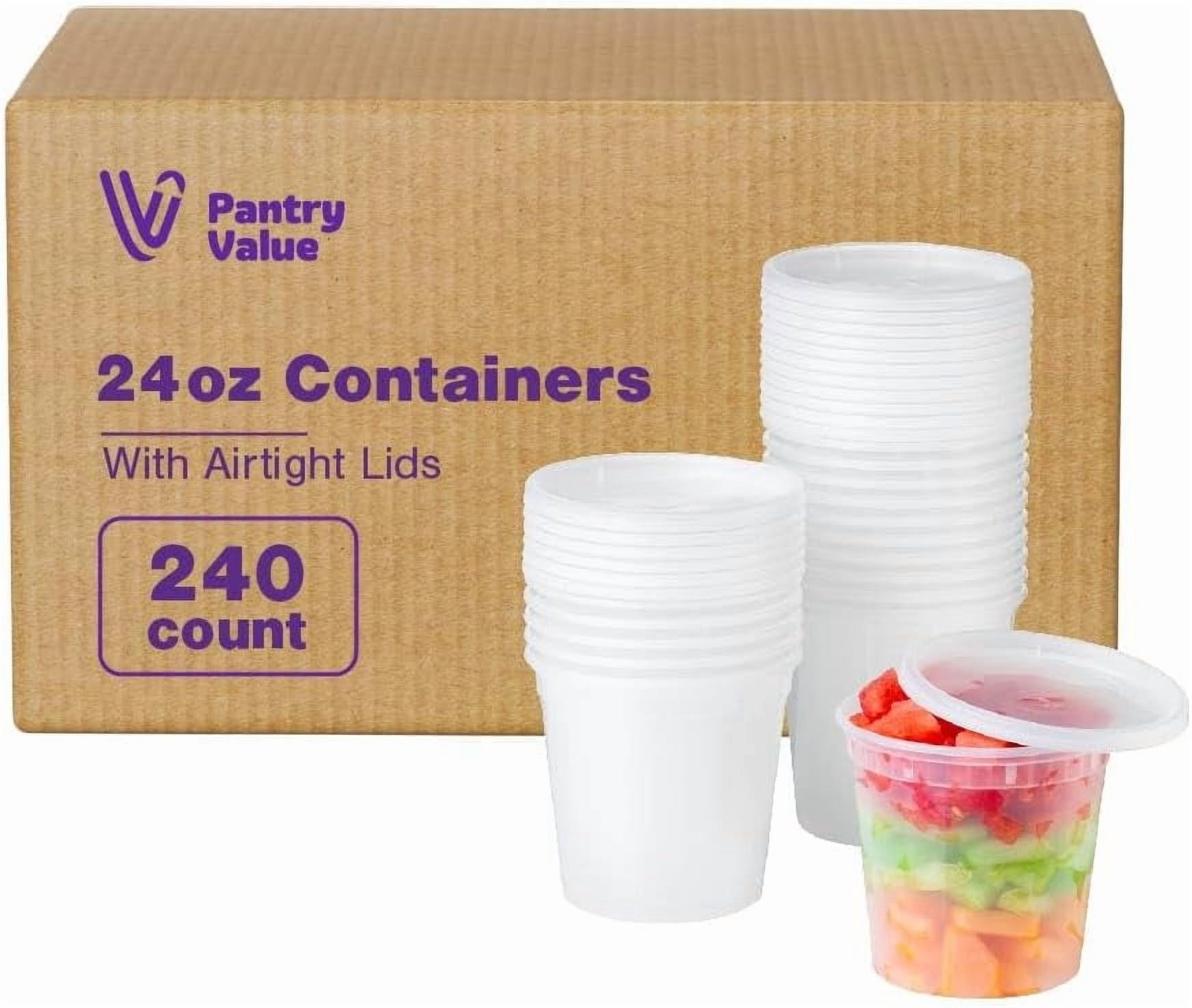 Pantry Value [Case of 240 24 oz. Plastic Food Storage Deli Containers ...
