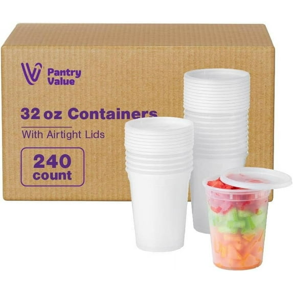 Pantry Value [Case of 240 32 oz. Plastic Food Storage Deli Containers ...
