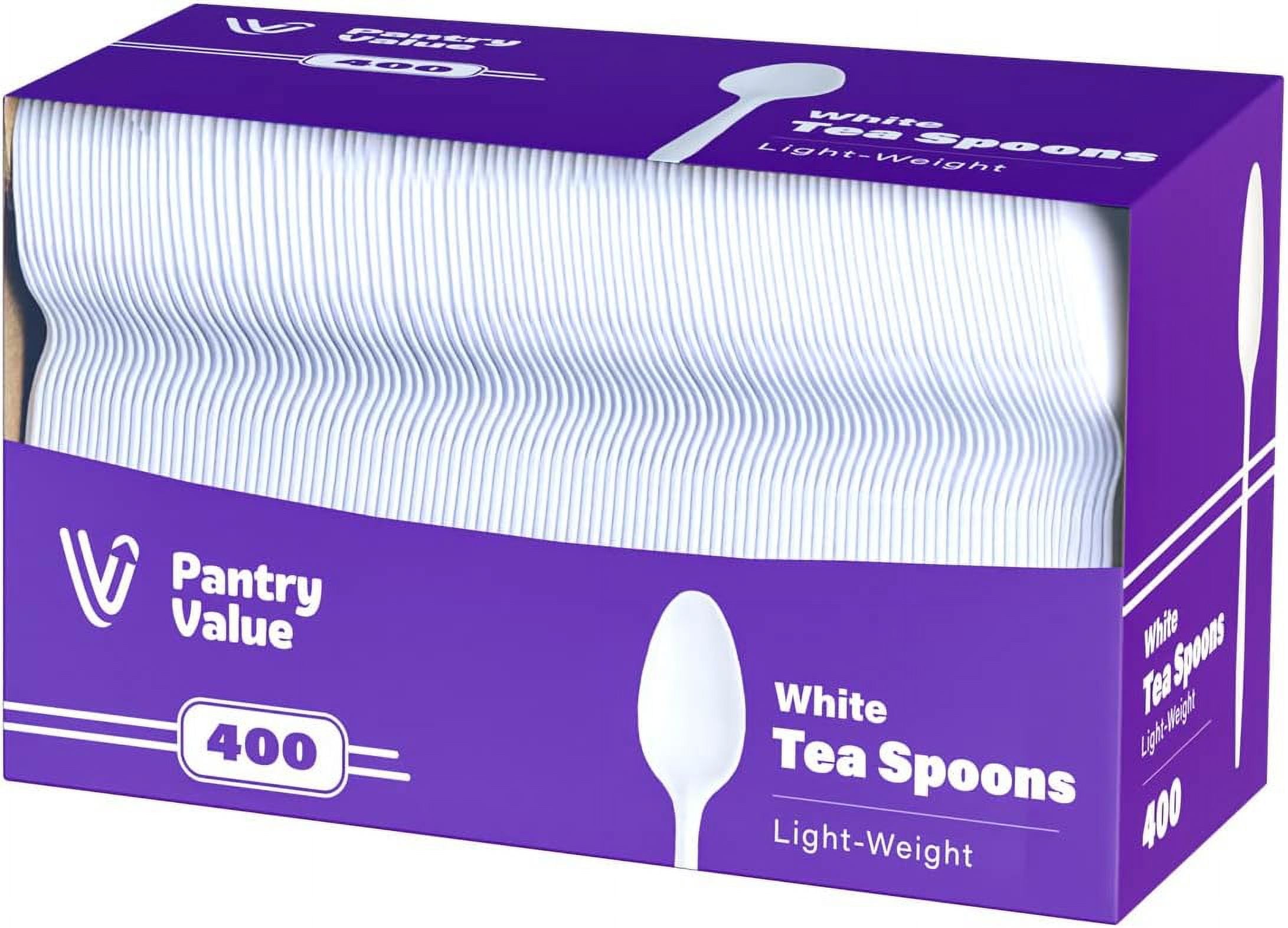 Pantry Value Throw-Away Plastic Teaspoons, Lightweight and Disposable ...