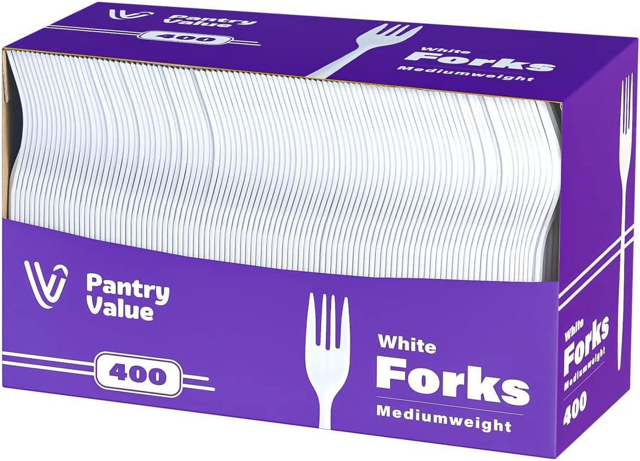 Pantry Value Disposable Plastic Forks 400 Pack White Lightweight ...