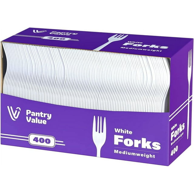 Pantry Value Durable Heavy Duty White Plastic Forks, Sturdy Disposable ...