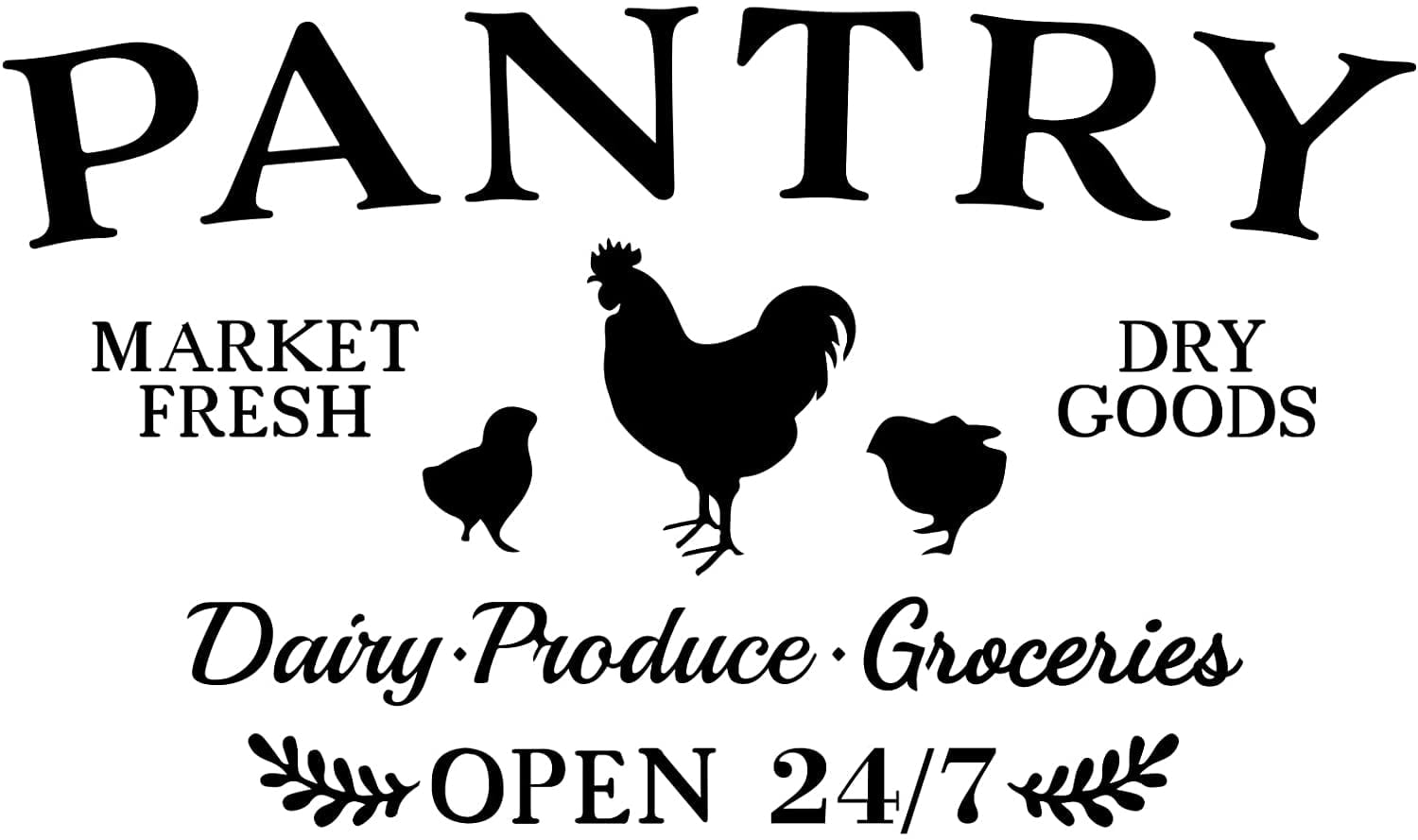 Pantry Wall Stickers Dry Goods Market Fresh Decals Open 24/7 Glass Door ...