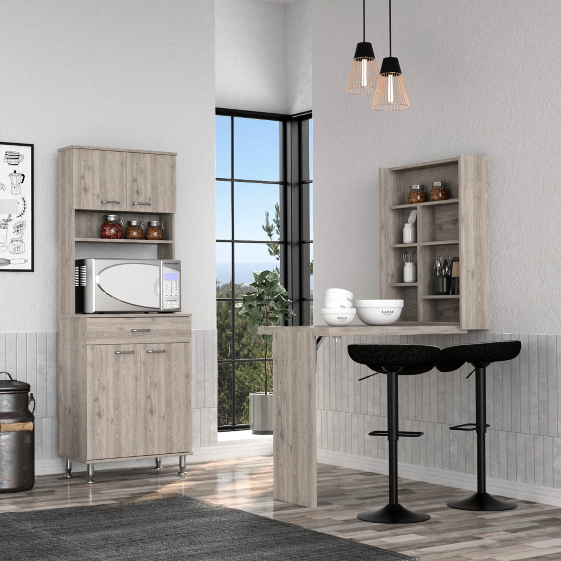 Pantry for Spice Storage+Foldable Table for Drinks"-"Storing Seasonings ...