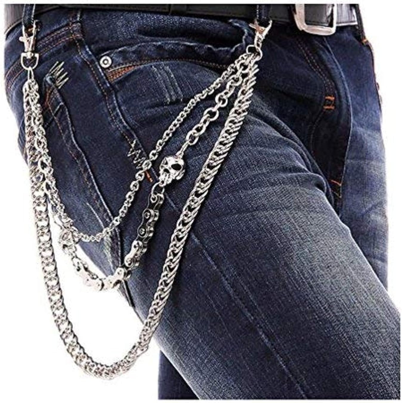 Pants Chain for Men Women,Biker Skull Chain Wallet,Long Cool EMO Punk ...