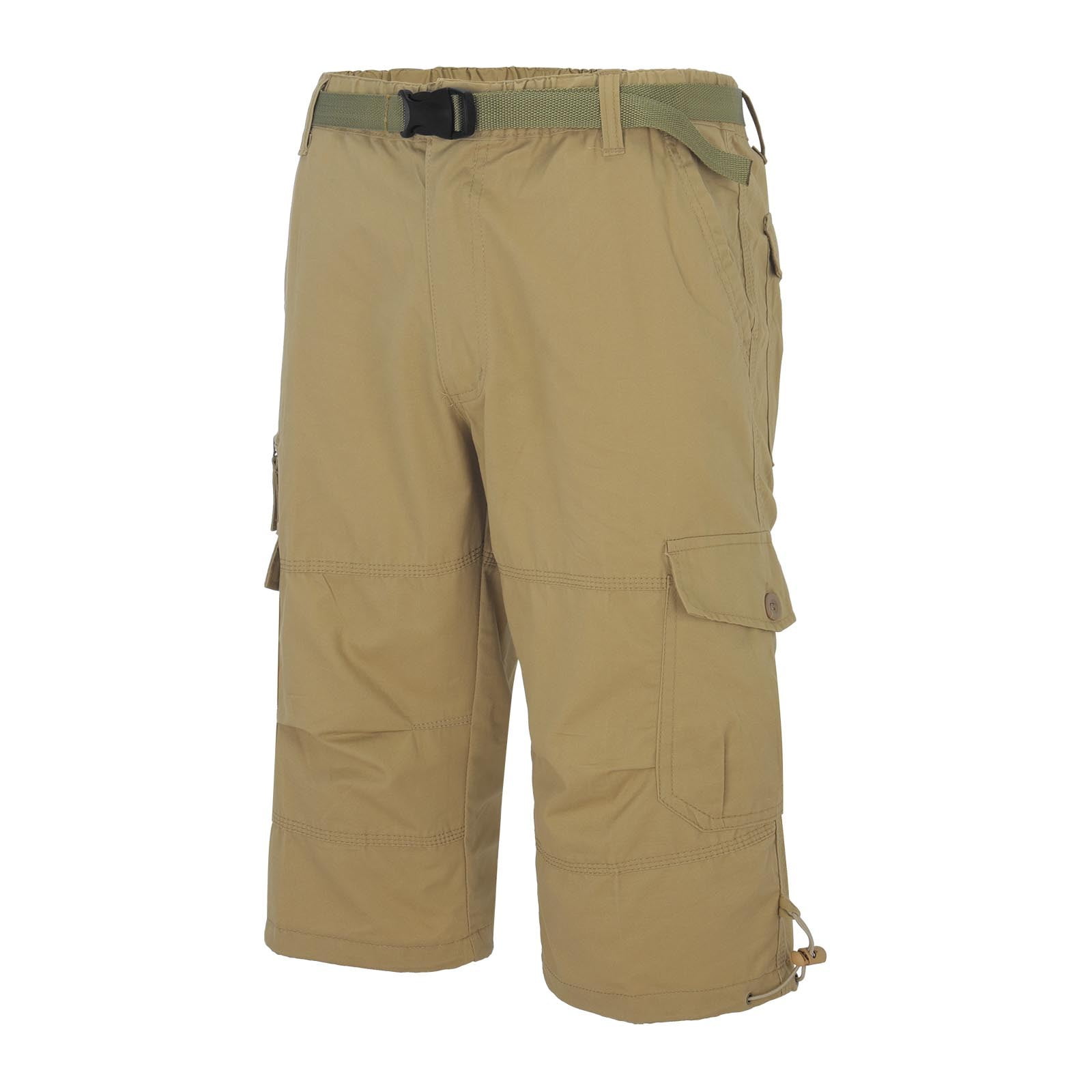 Pants For Men Fashion Casual Cargo Capris Elastic Waist Capris Multi ...