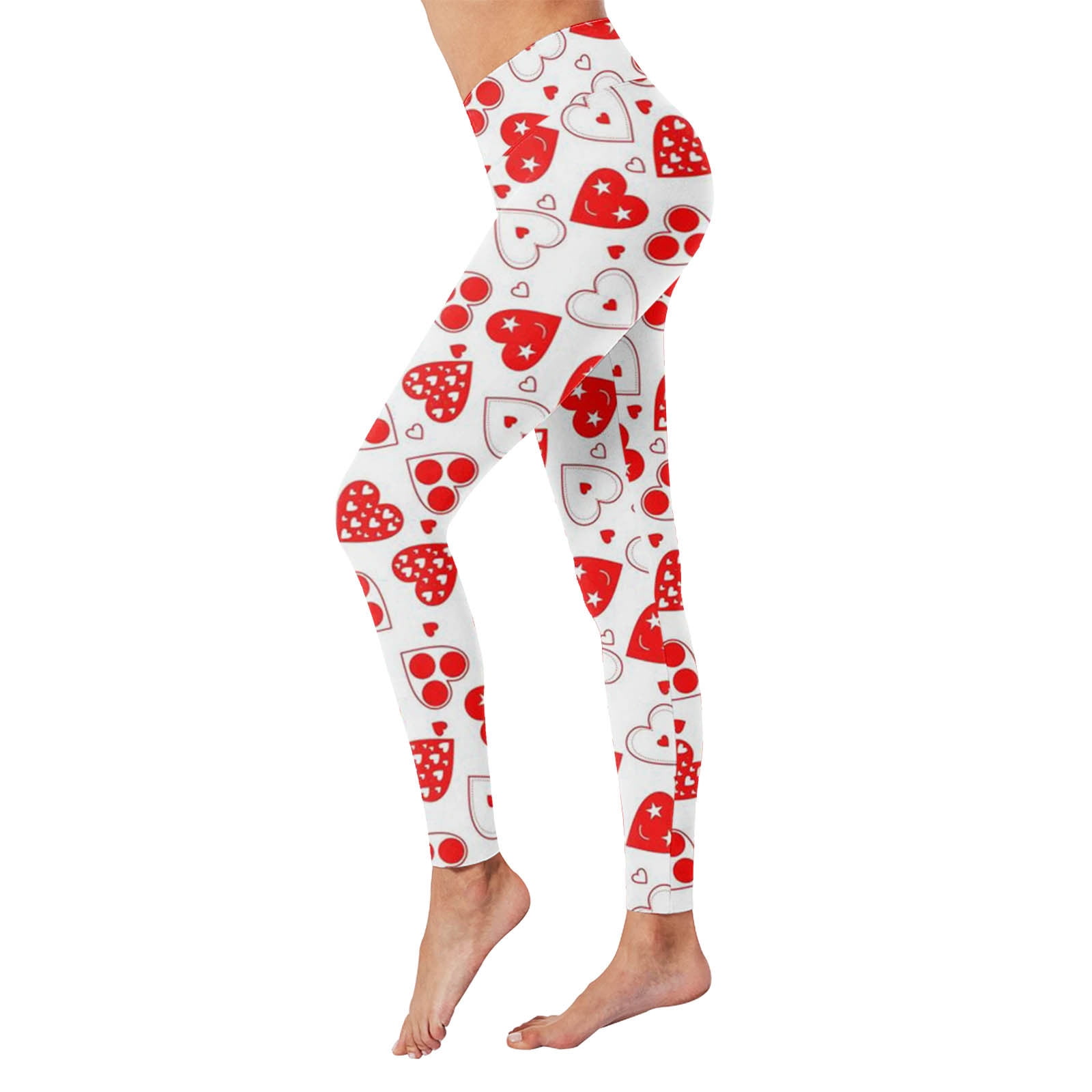 Pants For Women Floral Printing High Waisted Leggings Valentines Day