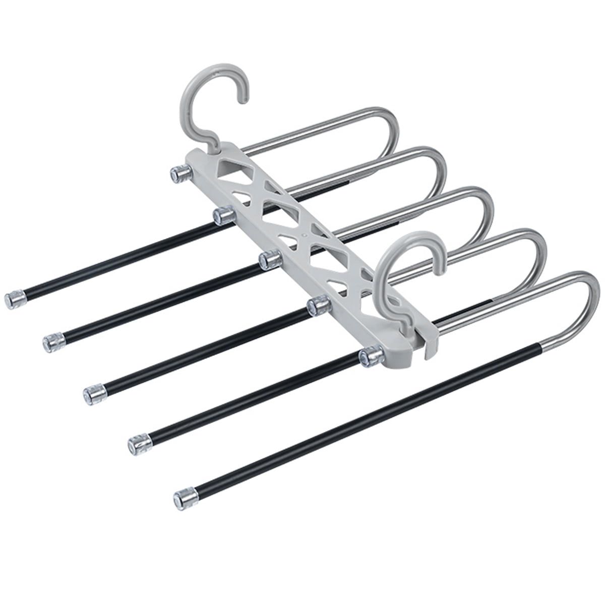Pants Hanger Space Saving 5 In 1 Non-Slip Stainless Steel Trouser ...