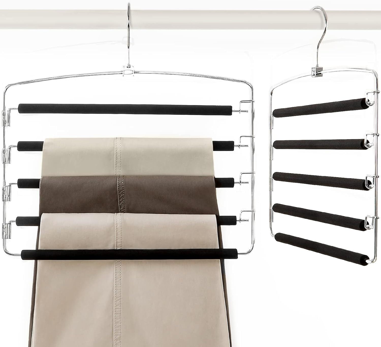 Pants Hangers 2 Pieces,5 Tier Closet Organizers and Storage Clothes ...