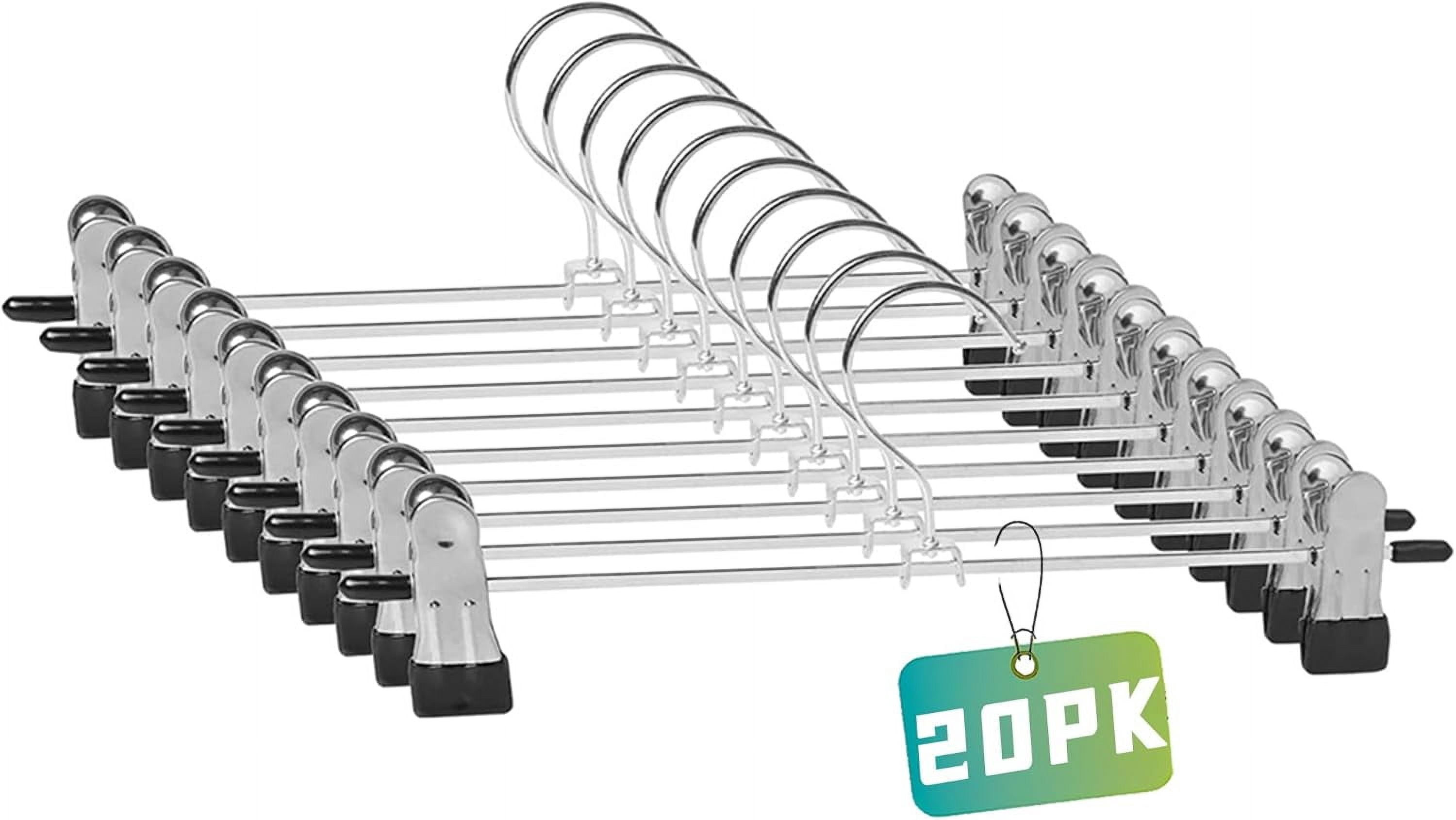 Pants Hangers 20 Pack,Pant Hangers with Clips,Skirt Hangers with Clips ...