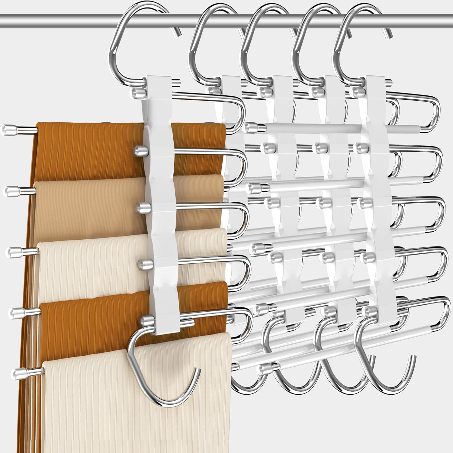 Pants Hangers, 4 Pack, Closet Organizers and Storage, Space Saving ...