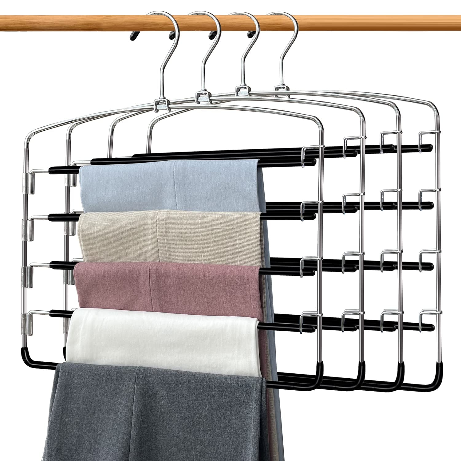 Pants Hangers 4 Pieces,5 EC36 Tier Closet Organizers and Clothes ...