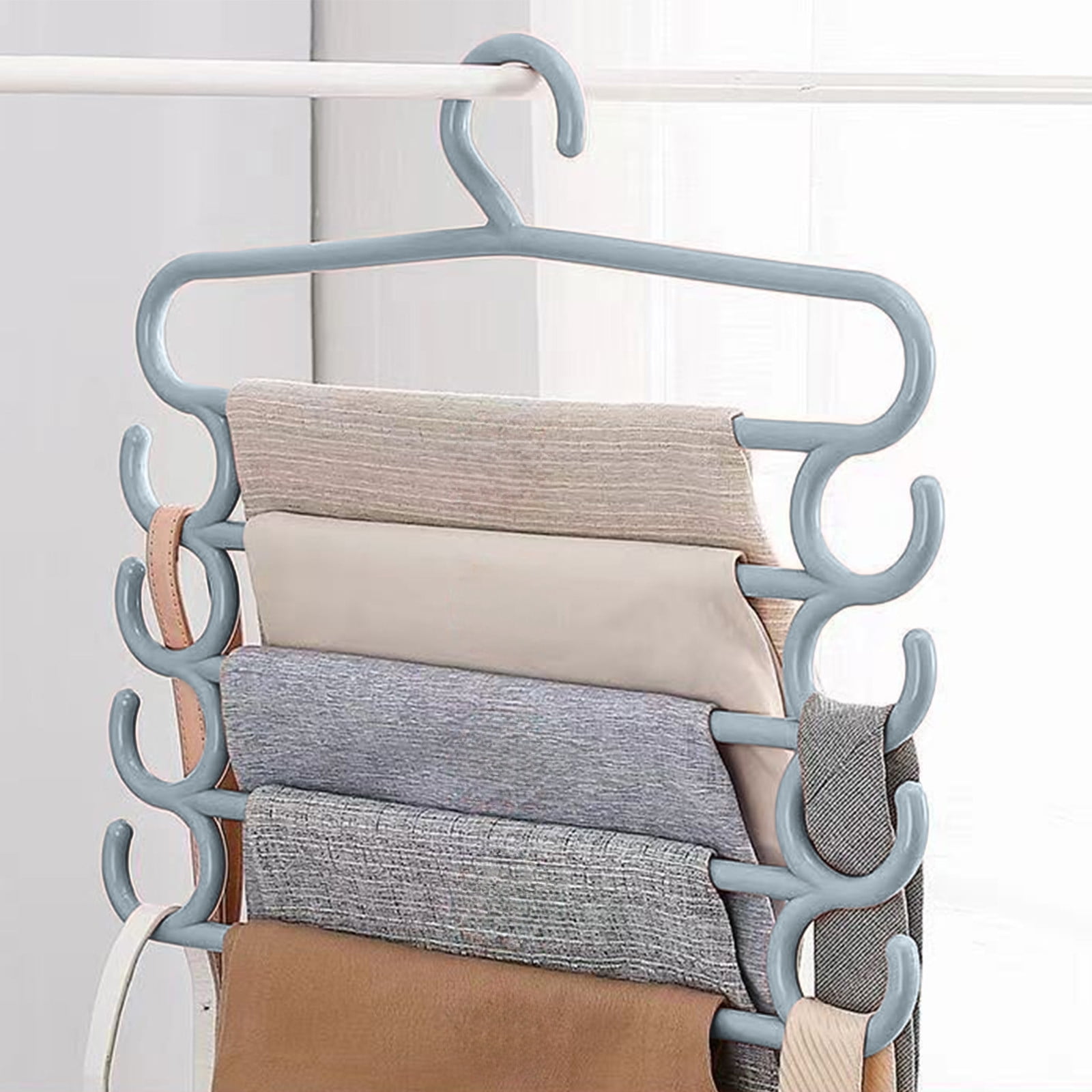 Pants Hangers,5 Tier Closet Organizers and Storage Clothes Hanger ...
