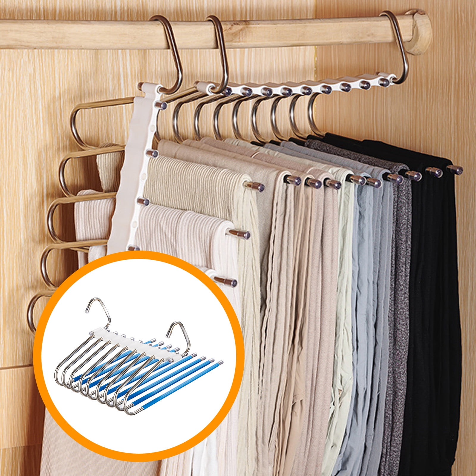 Pants Hangers Space Saving - 1 Pack 9 tubes European Beechwood Scarf ...