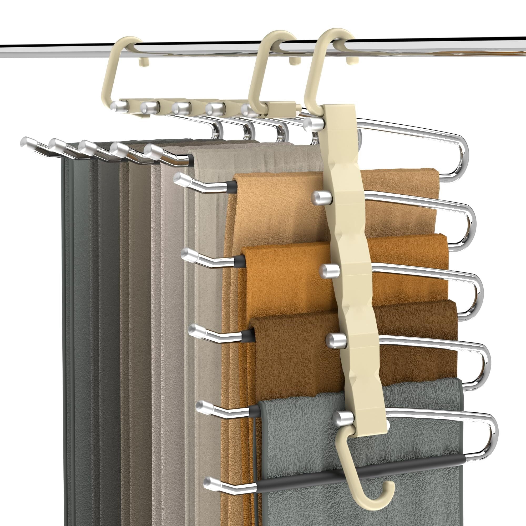 Pants Hangers Space Saving - 2 Pack Closet Organizer, Anti-Slip ...