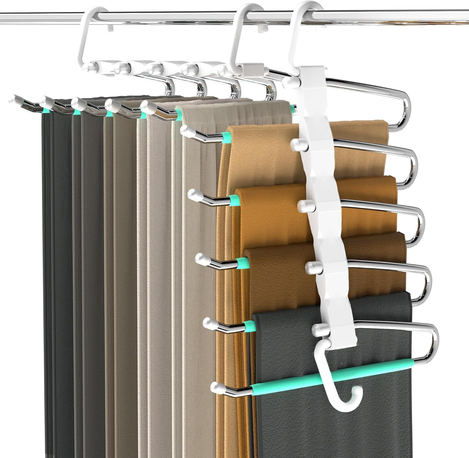 Pants Hangers Space Saving - 2 Pack Closet organizers and storage for ...