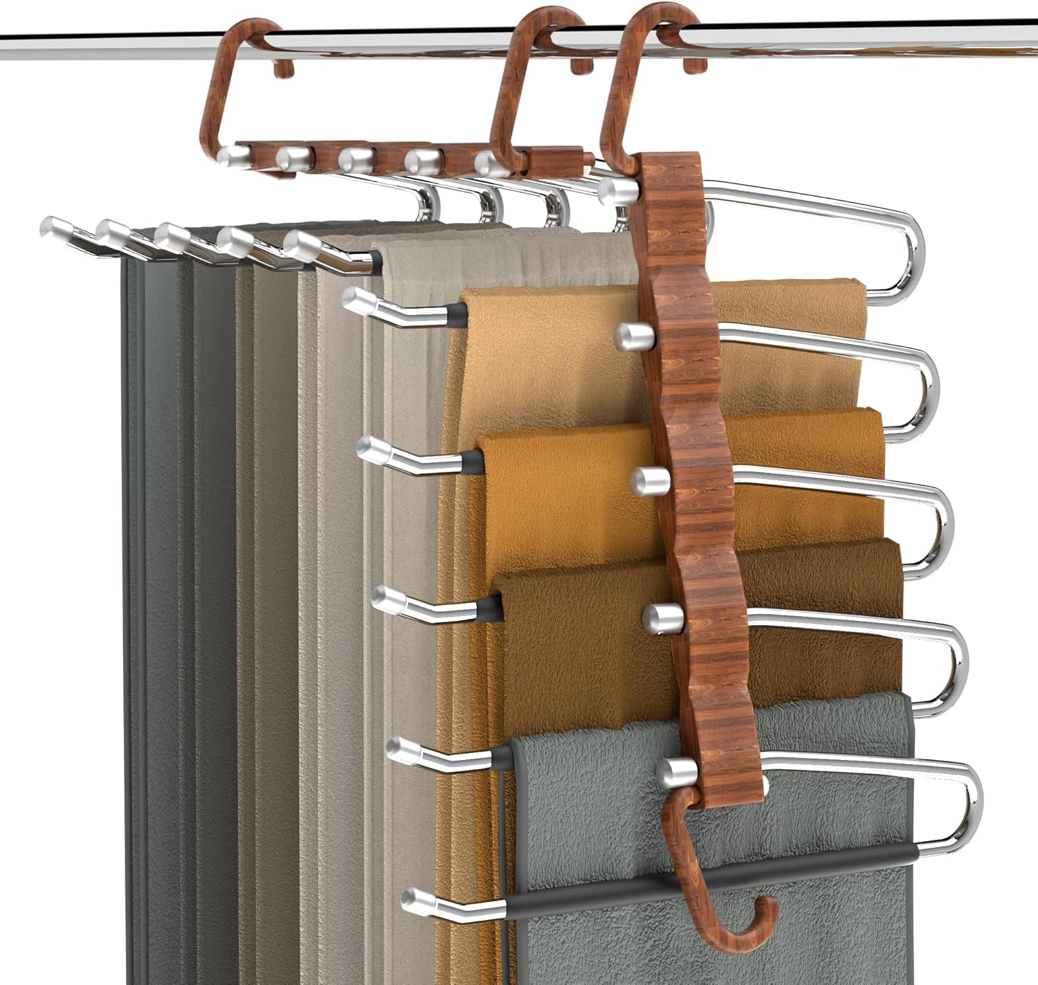 Pants Hangers Space Saving - 2 Pack Closet organizers and storage for ...