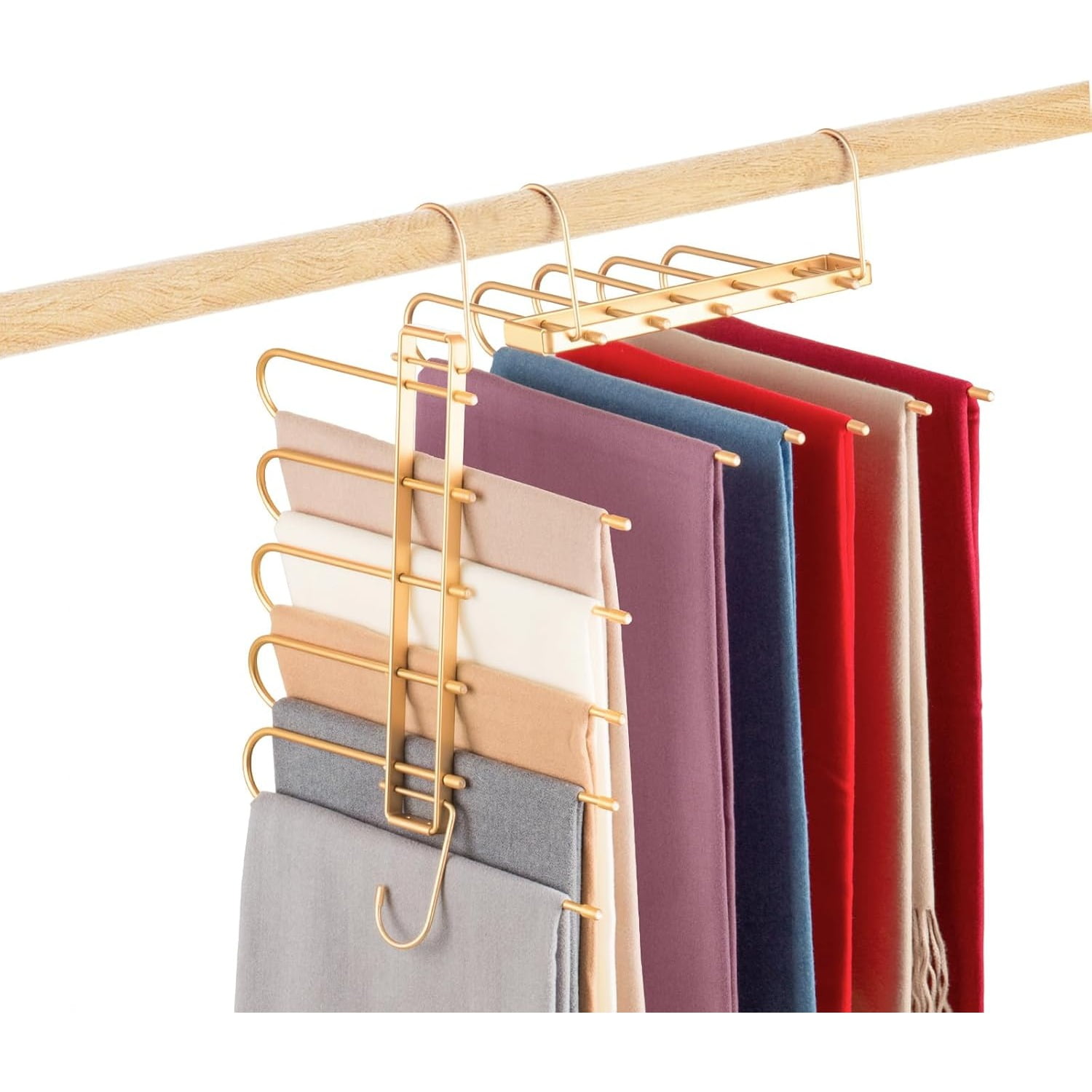 Pants Hangers Space Saving,Closet Hangers 5 Layers 2 Uses Multi ...