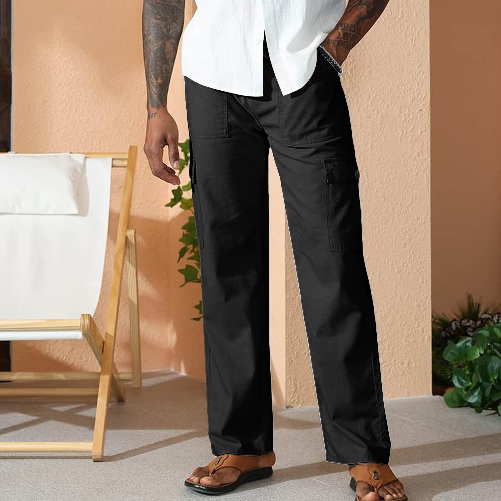 Pants for Men Loose Fit Baggy Sweatpants Casual Pant with Pocket ...