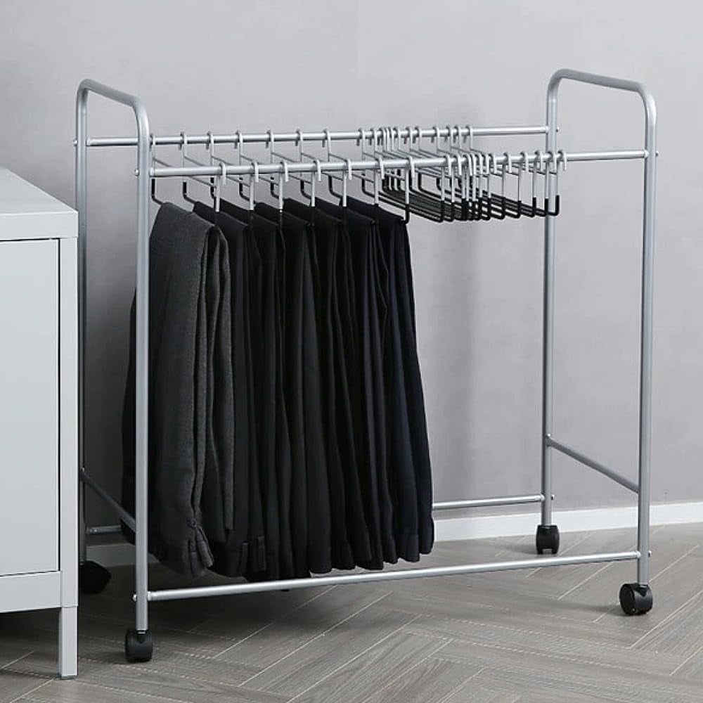 Pants Rack Trolley Hangers Rolling Trouser Hanging Rack 360 Degree ...