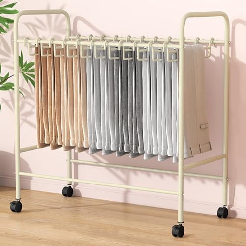 Pants Rack Trolley for Small Closet, Rolling Hangers for Trouser/Jeans ...