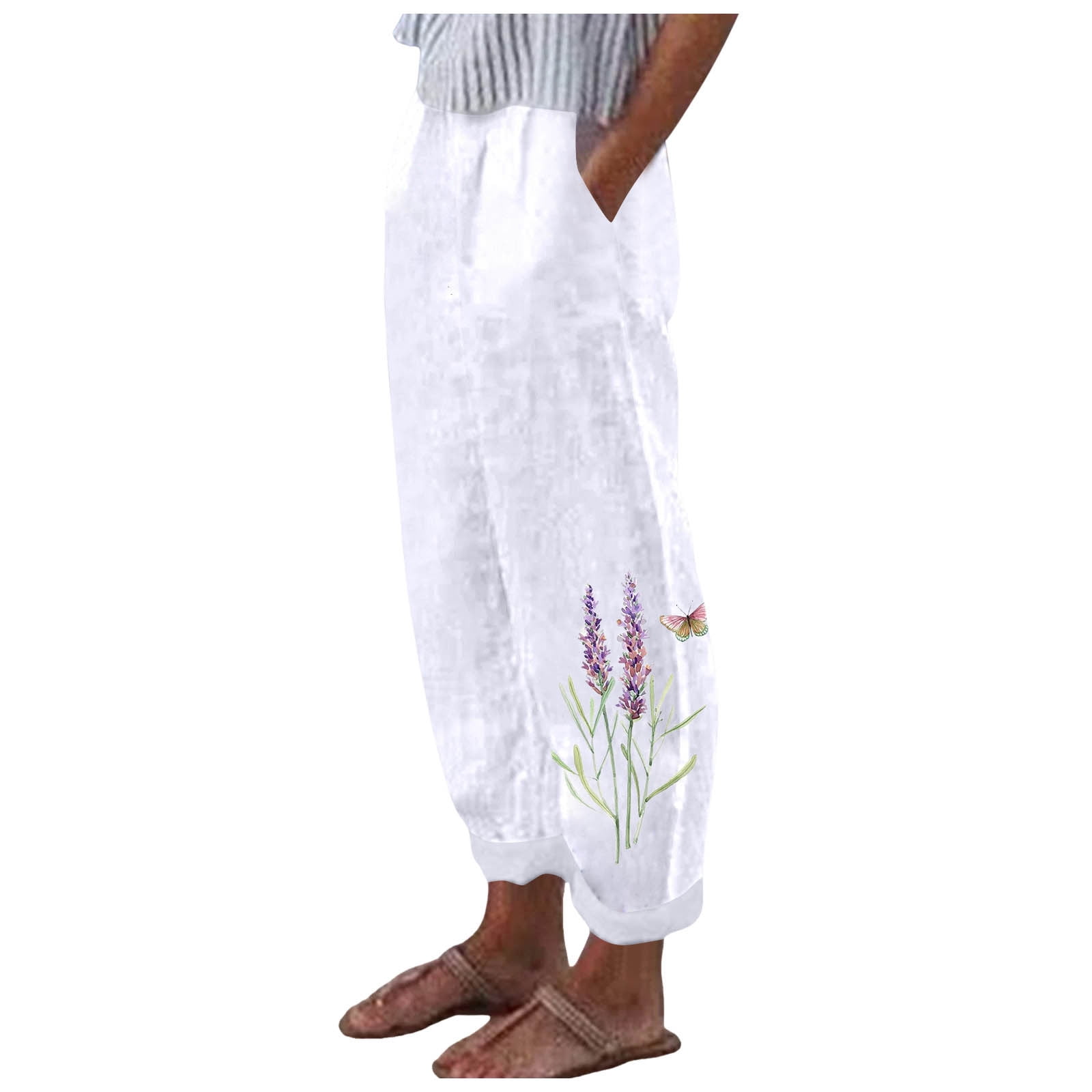 Pants for Women 70s Outfits Women Linen Wide Leg Pants for Business ...