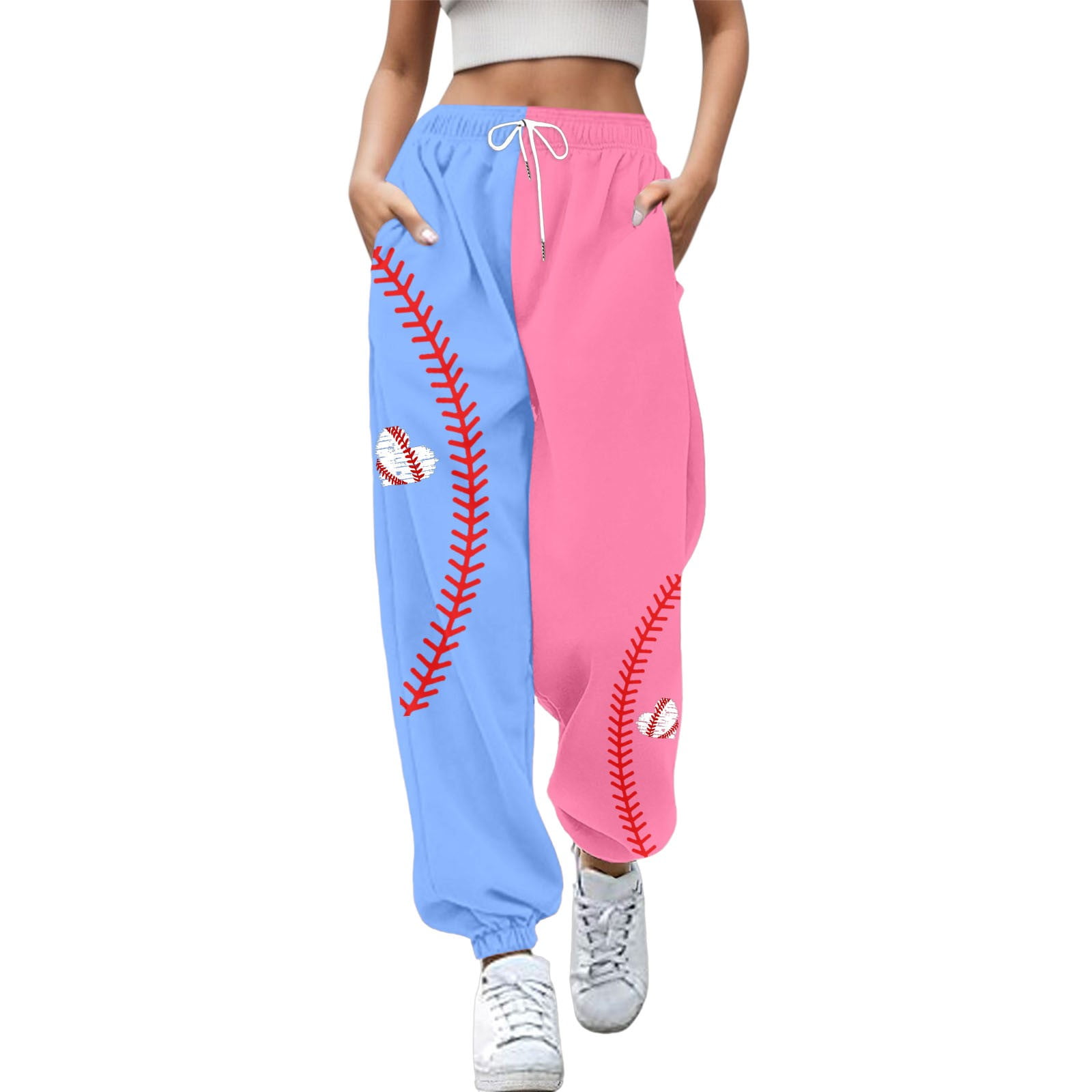 Pants Women Baseball Football Print Bottom Sweatpants with Pockets High ...