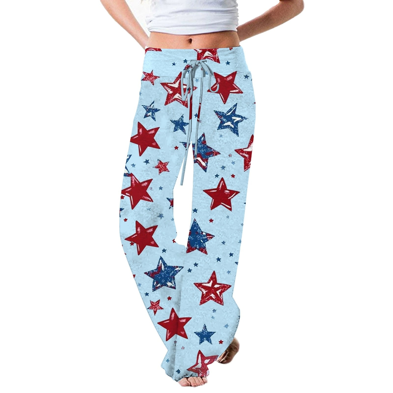 Pants For Women Summer High Waisted Independence Day Straight Leg Star ...