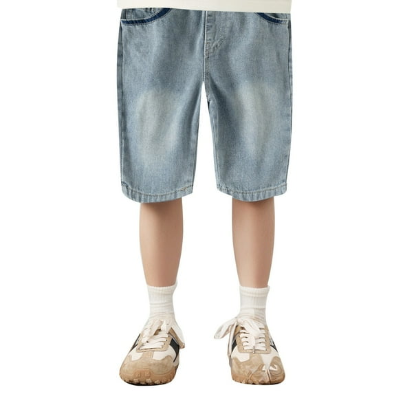 Pants for Boys Boys Denim Shorts for Daily Casual Comfort Elastic Waist ...