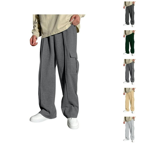 Pants for Boys Boys Wide Leg Sweatpants Thermal Lined Athletic Cargo ...