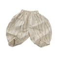 Pants for Children Girl Elastic Waist Solid Color Striped Kids Bottoms ...