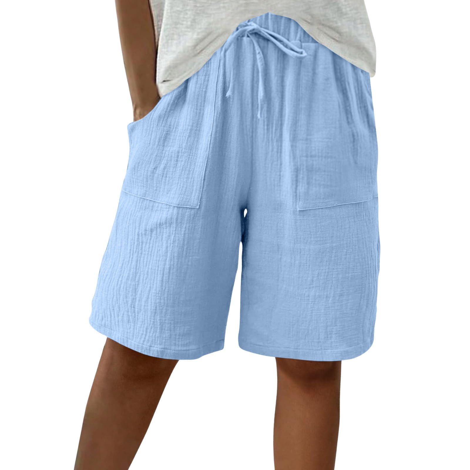 Pants for Women Elastic Shorts Knee Length High Waisted Summer 2026 ...