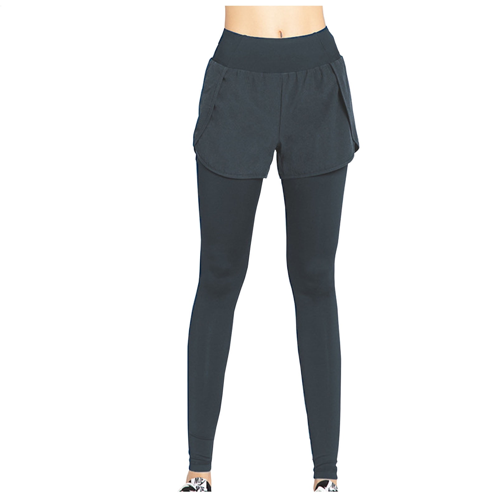 Pants for Women Womens High Waist Workout Yoga Pants 2 in 1 Stretchy ...