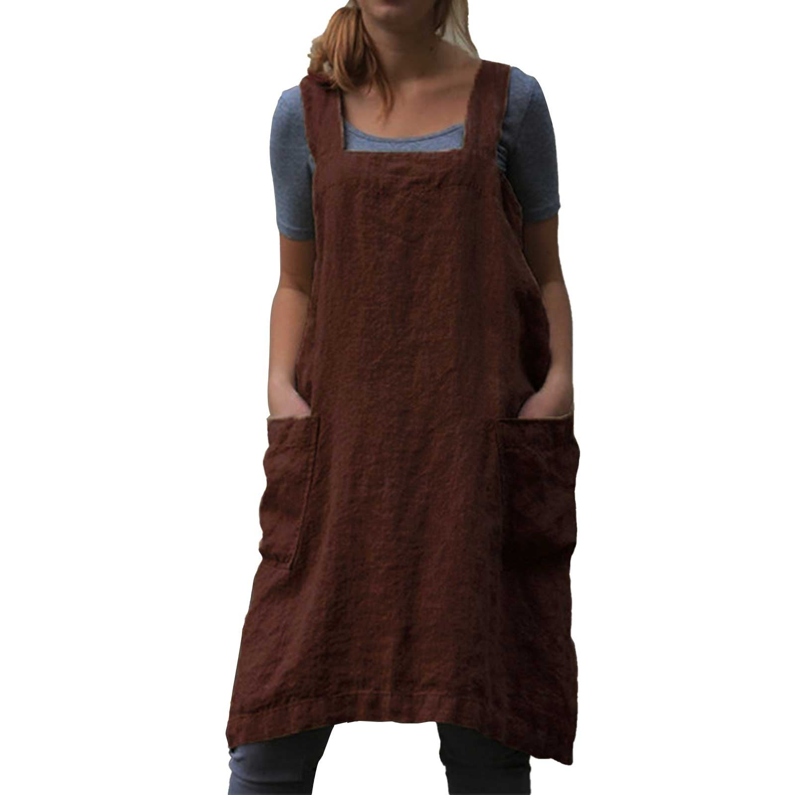 Pants for Women Work Cotton Pinafore Apron Dress for Garden Work ...