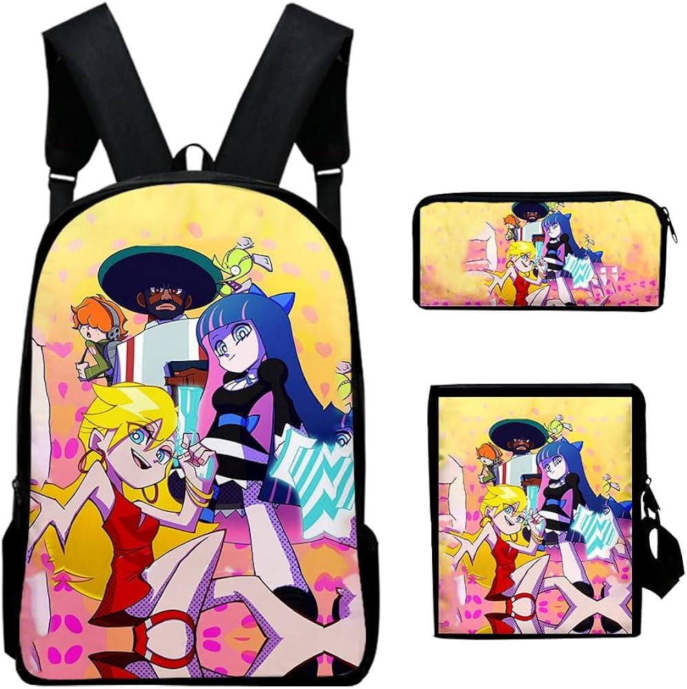 Panty and Stocking Anime New Cartoon 3pcs/set Zipper Backpack 3D Print ...