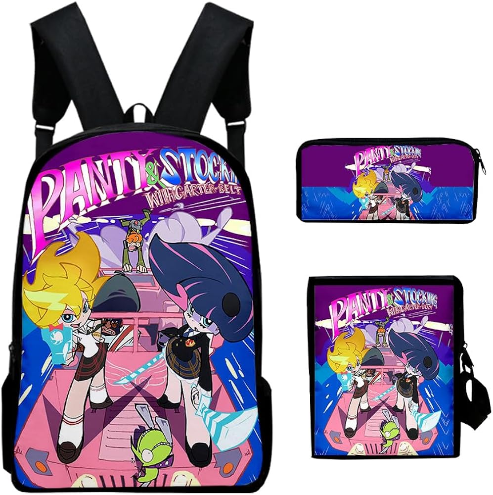 Panty and Stocking Anime New Cartoon 3pcs/set Zipper Backpack 3D Print ...