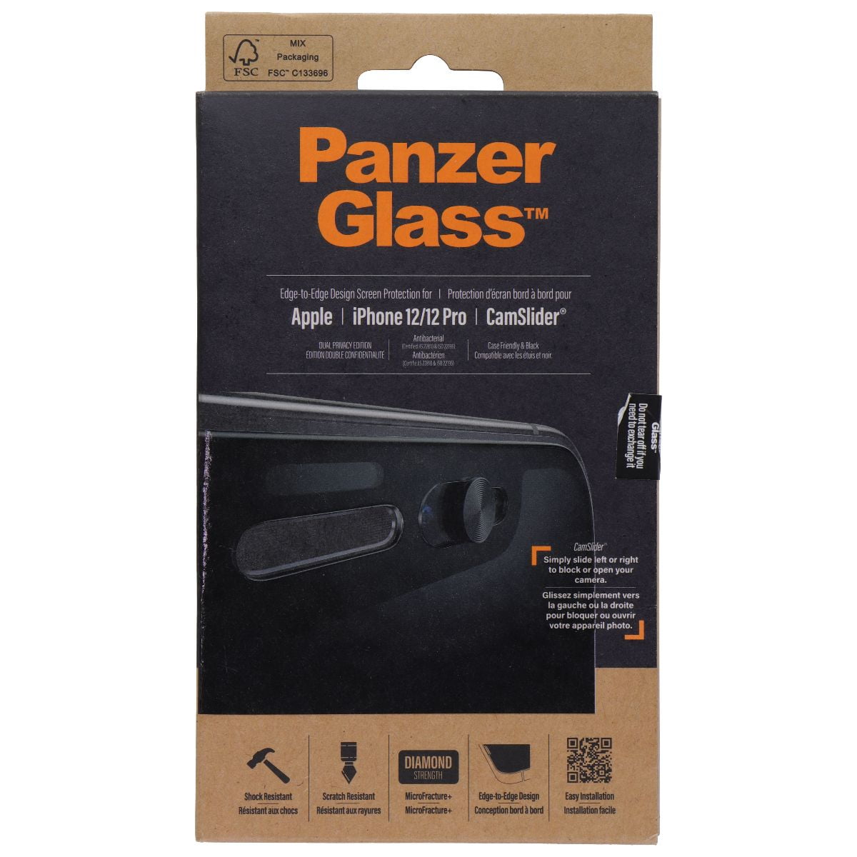 PanzerGlass Privacy Screen Protector w/ CamSlider for Apple iPhone 12/ ...