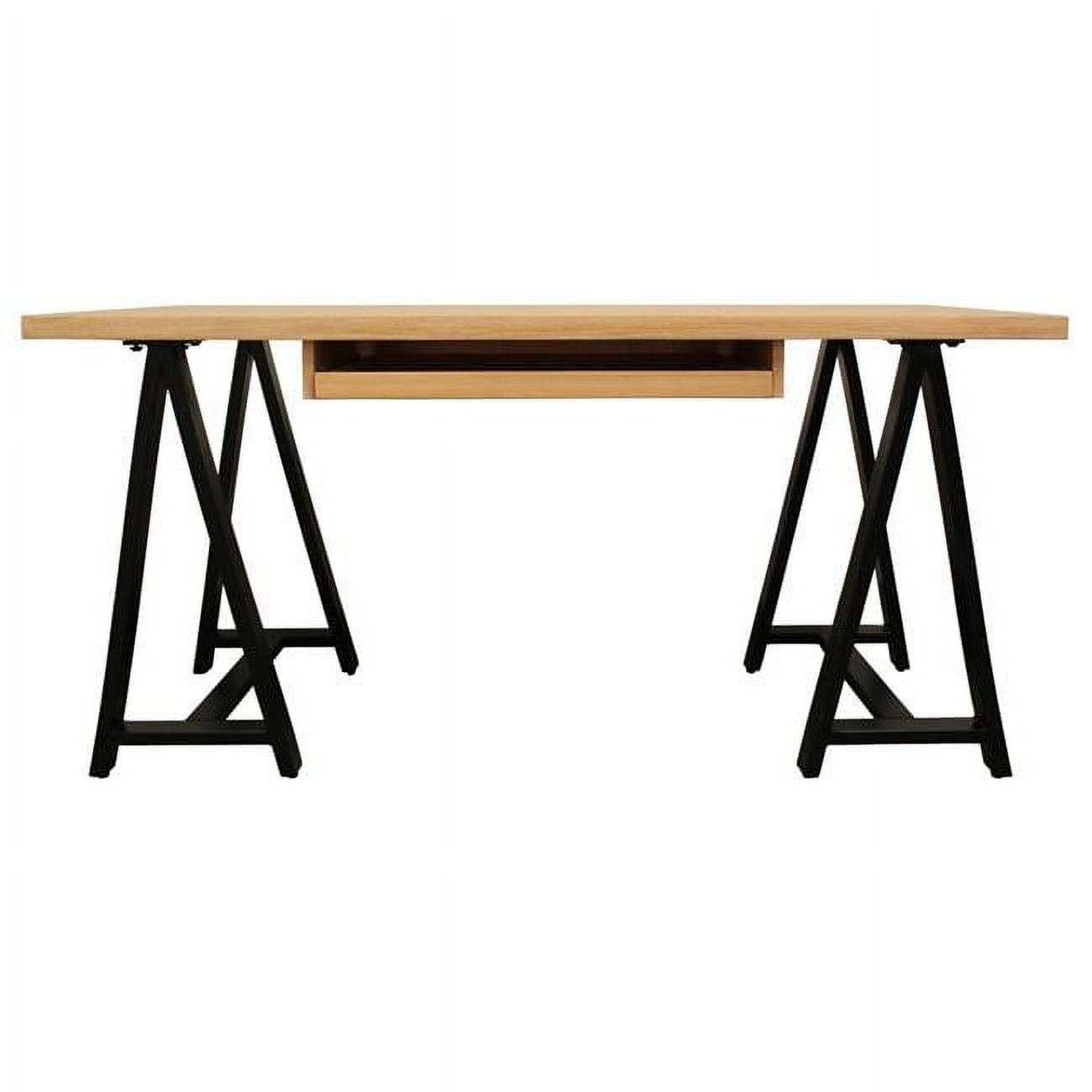 Paolini Solid Wood Executive Desk with Keyboard Drawer in Ivory Finish ...