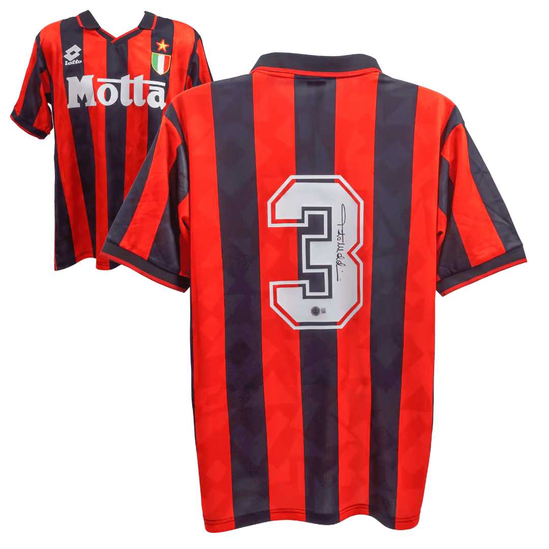 Paolo Maldini Signed Vintage AC Milan Home Soccer Jersey #3 with ...