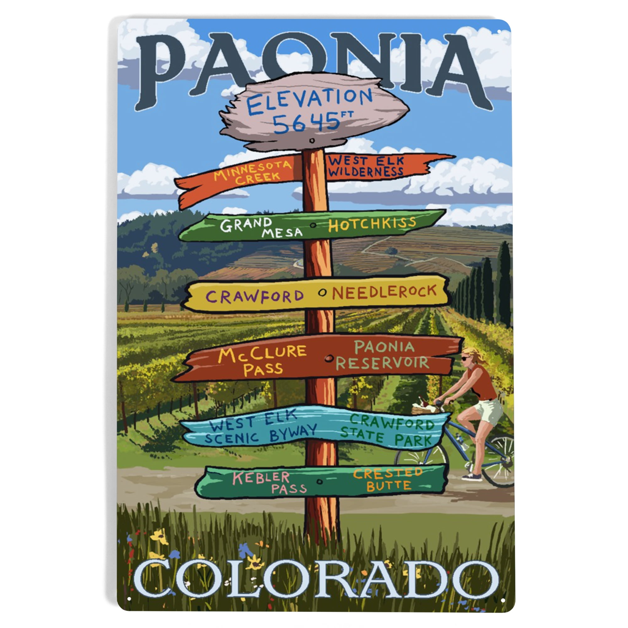 Paonia, Colorado, Destination Signpost (12x18 Aluminum Art, Indoor ...