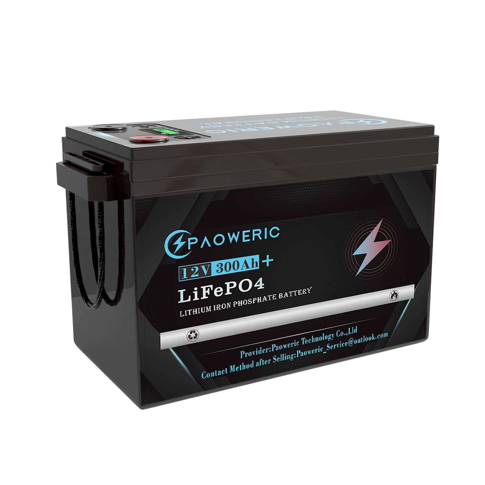 Paoweric 12V 300Ah LiFePO4 Lithium Battery with 200A BMS for Solar RV ...