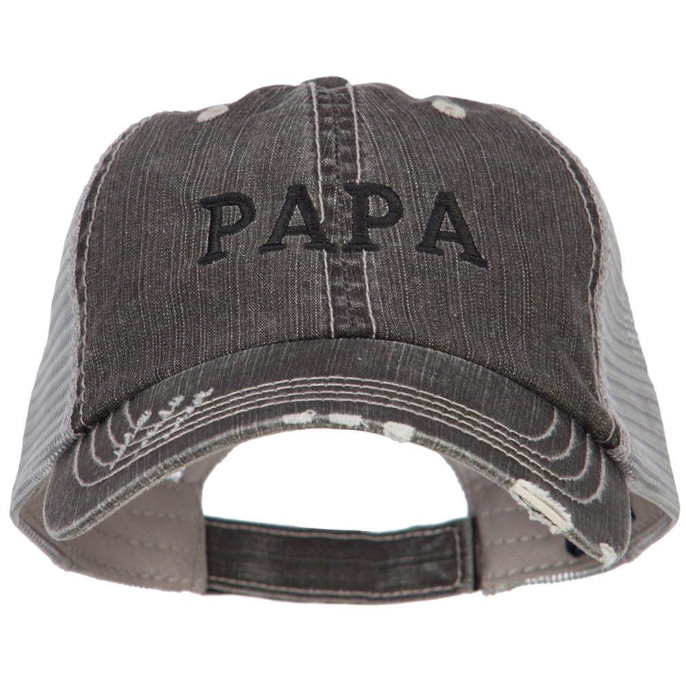 Papa Embroidered Low Profile Cotton Mesh Cap - Black OSFM - Walmart.com