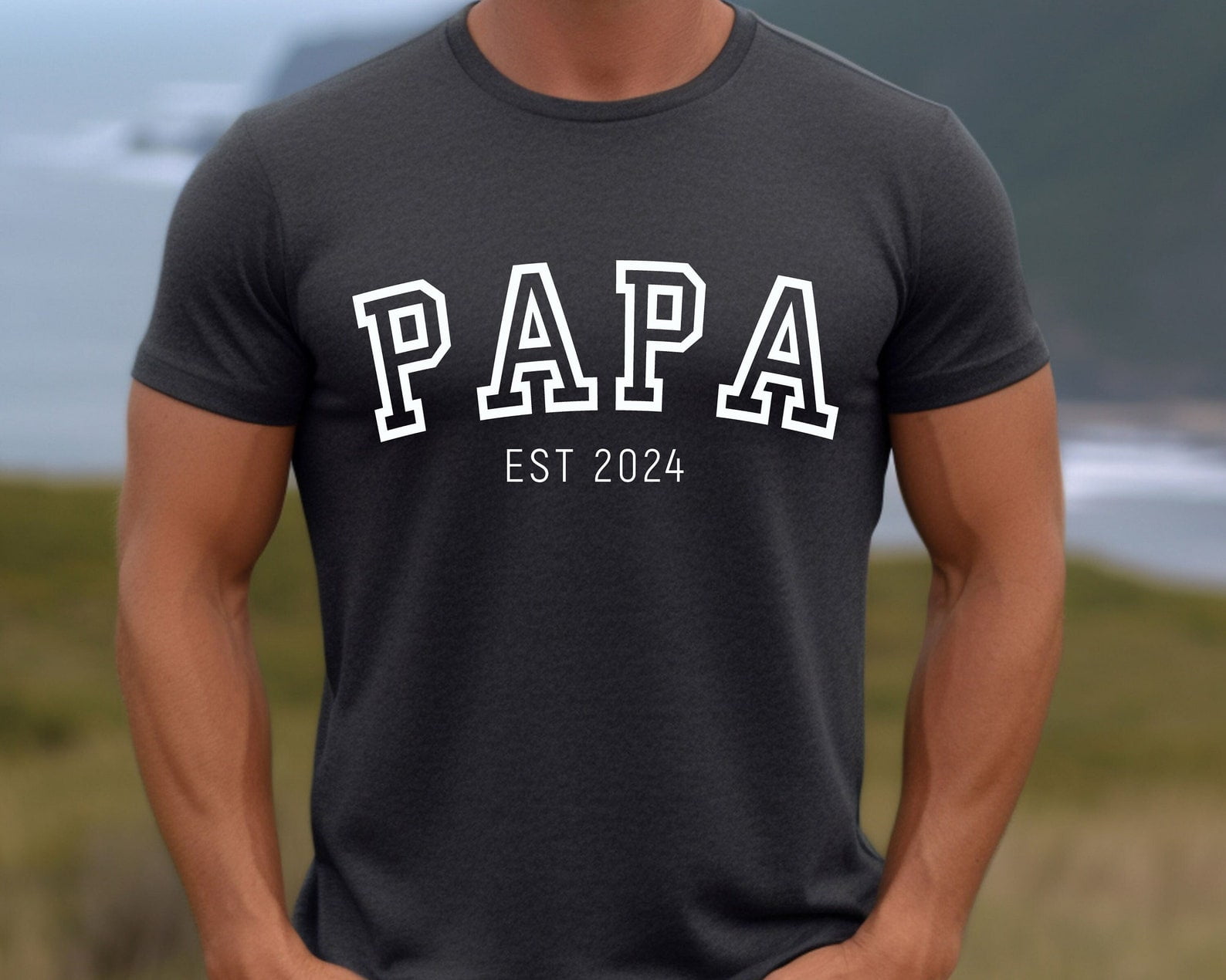 Papa Est T-Shirt, Father's Day Gift, Personalized New Dad Tee, Funny ...
