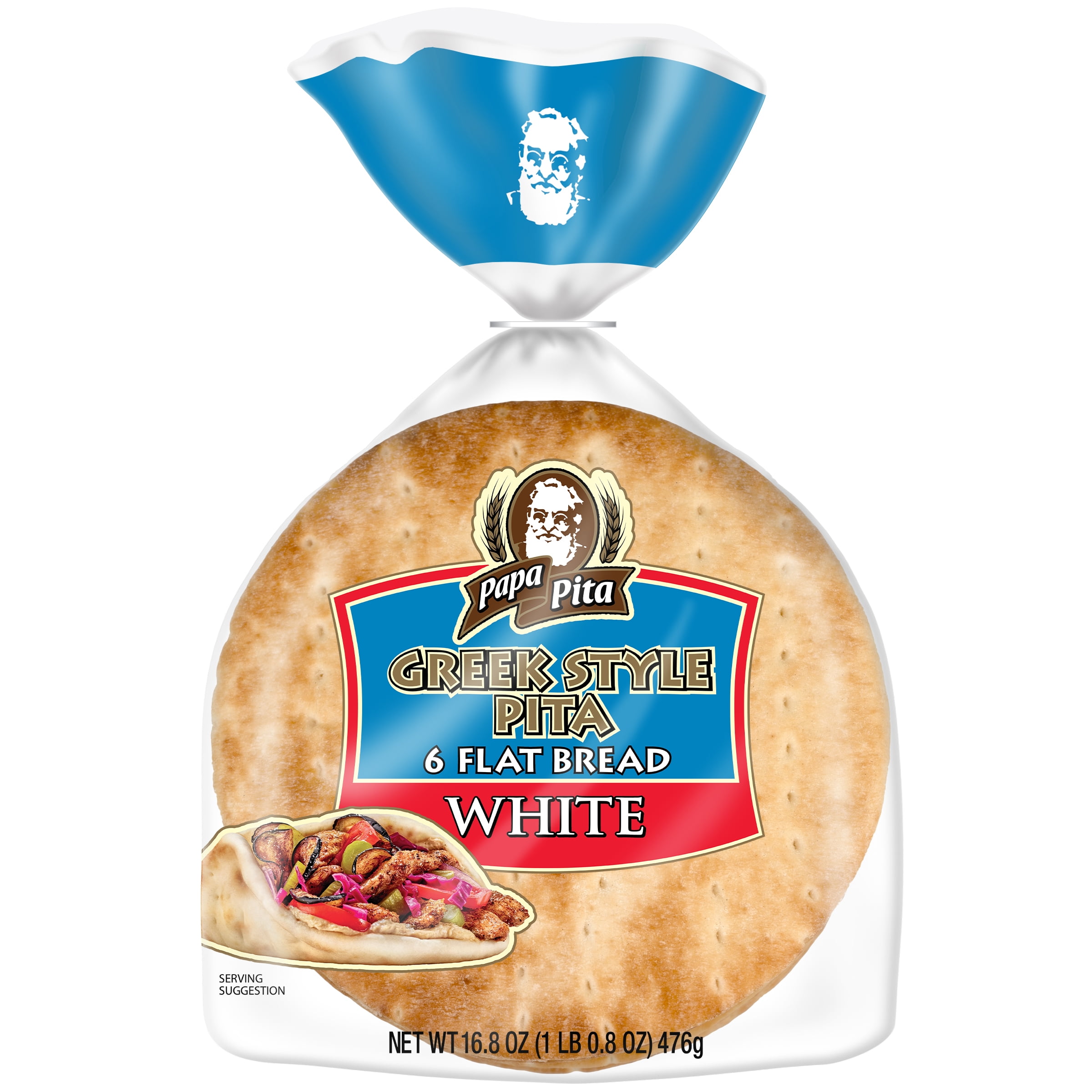 Papa Pita White Greek Pita Flat Bread, Vegan Friendly, Non-GMO, 16.8 ...
