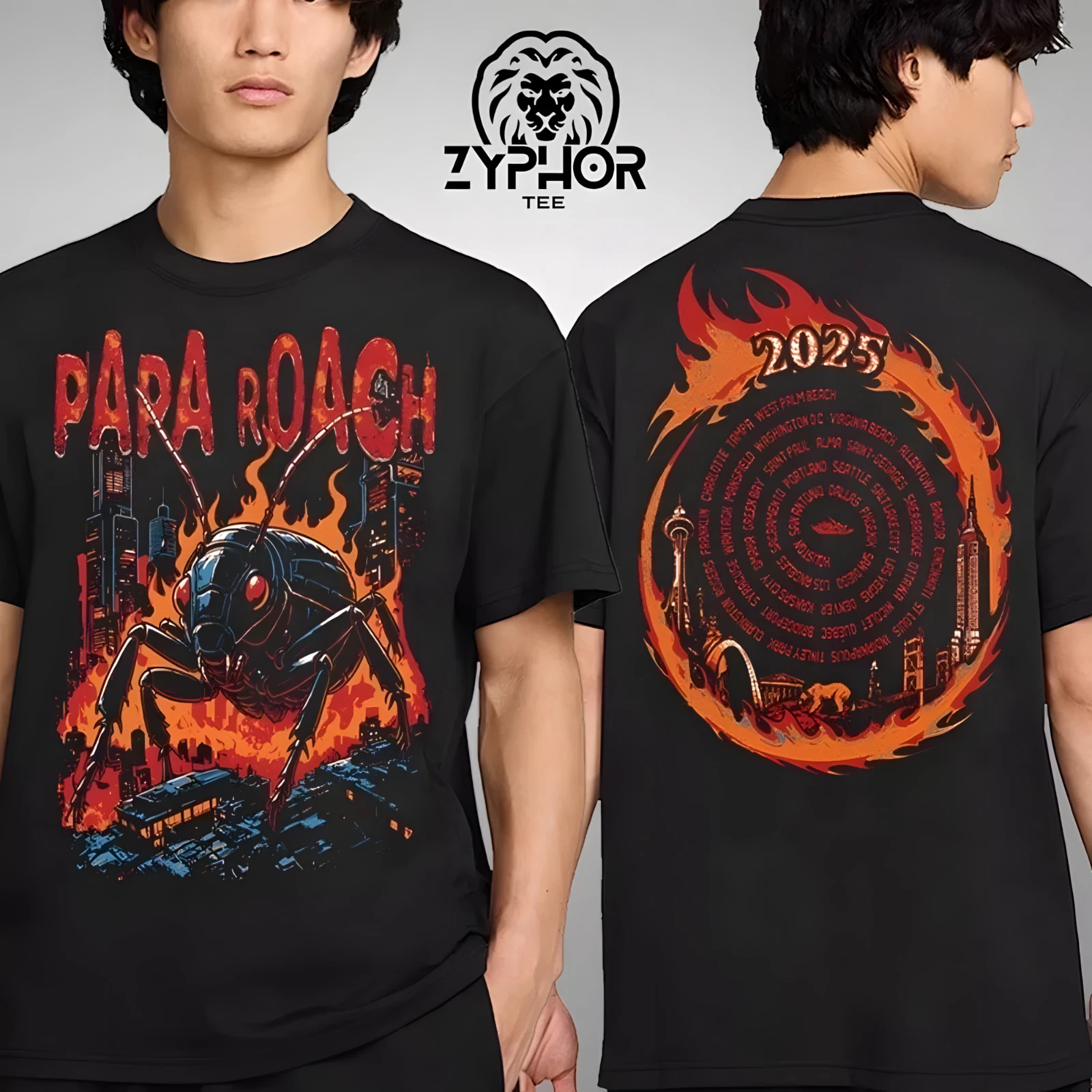 Papa Roach The Roachzilla 2025 North American Tour T-shirt - Walmart.com