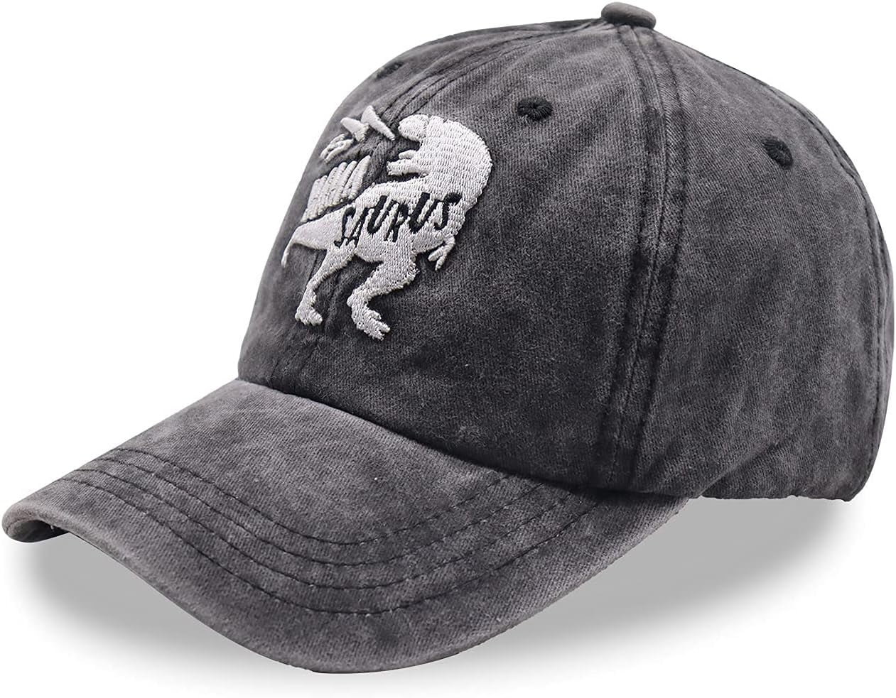 Papa Saurus Dinosaur Hat, Adjustable Washed Embroidered T Rex Baseball ...