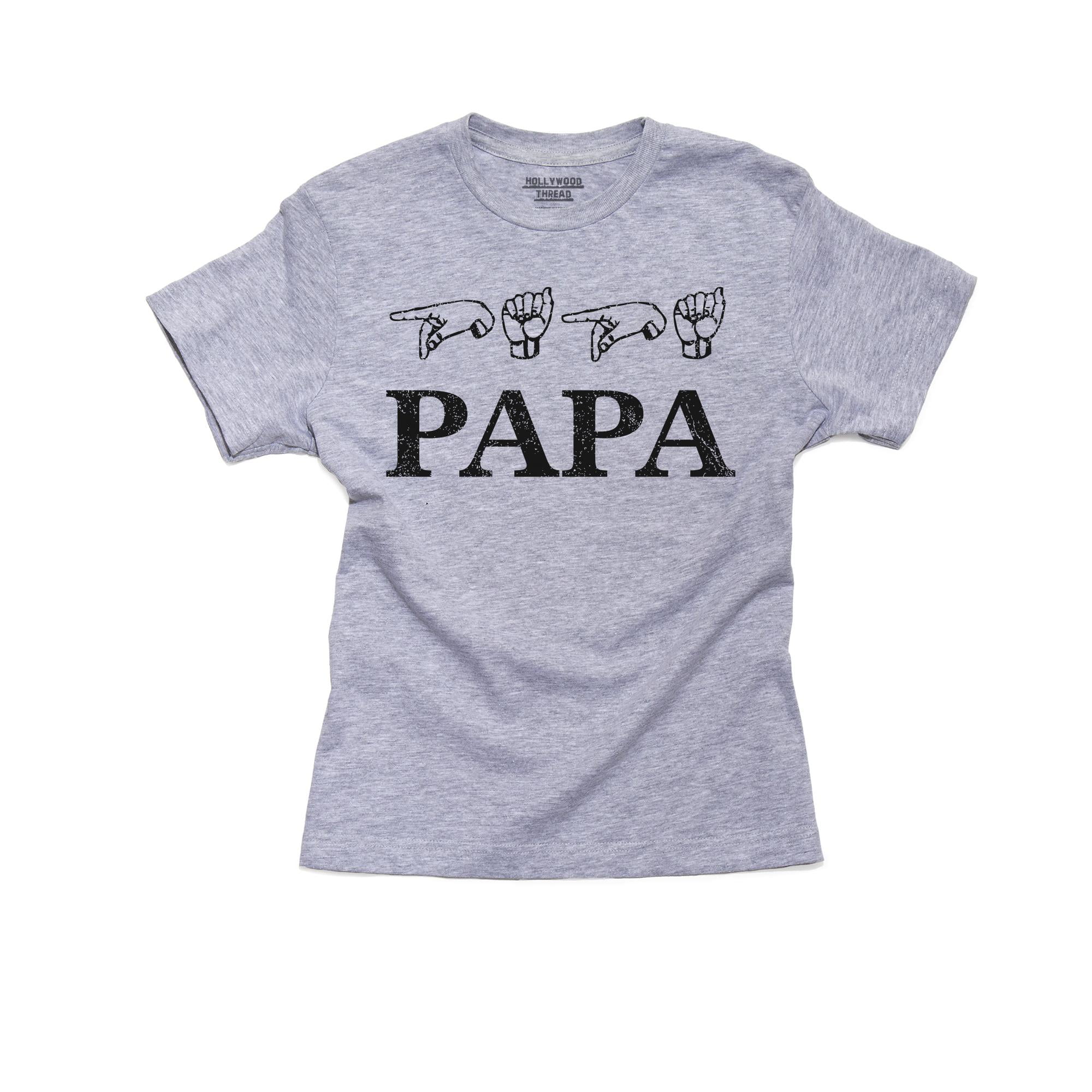 Papa - Sign Language Hands - Father - ASL Girl's Cotton Youth Grey T ...