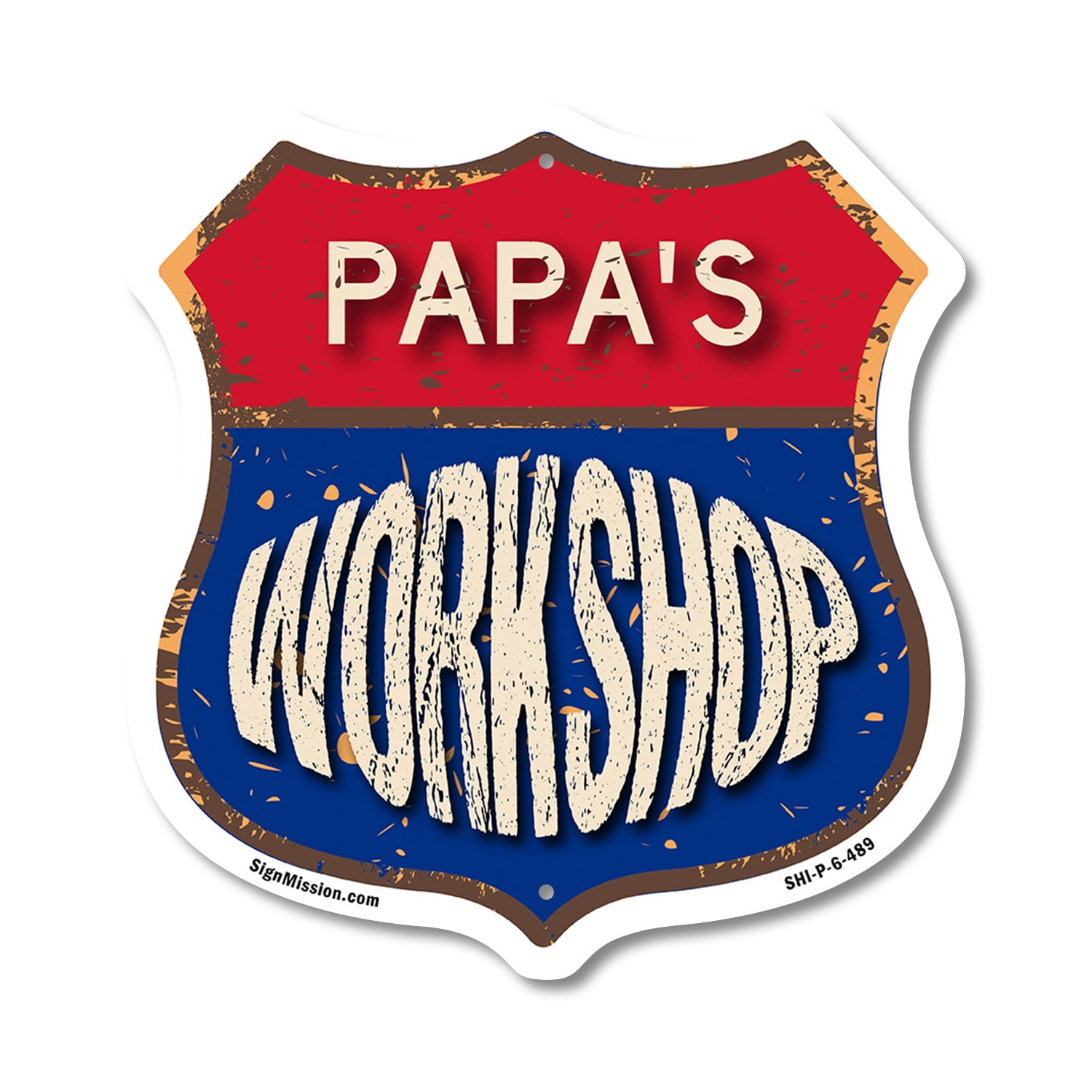 Papa's Workshop 6 inch X 6 inch Shield Shaped Commercial Grade Plastic ...