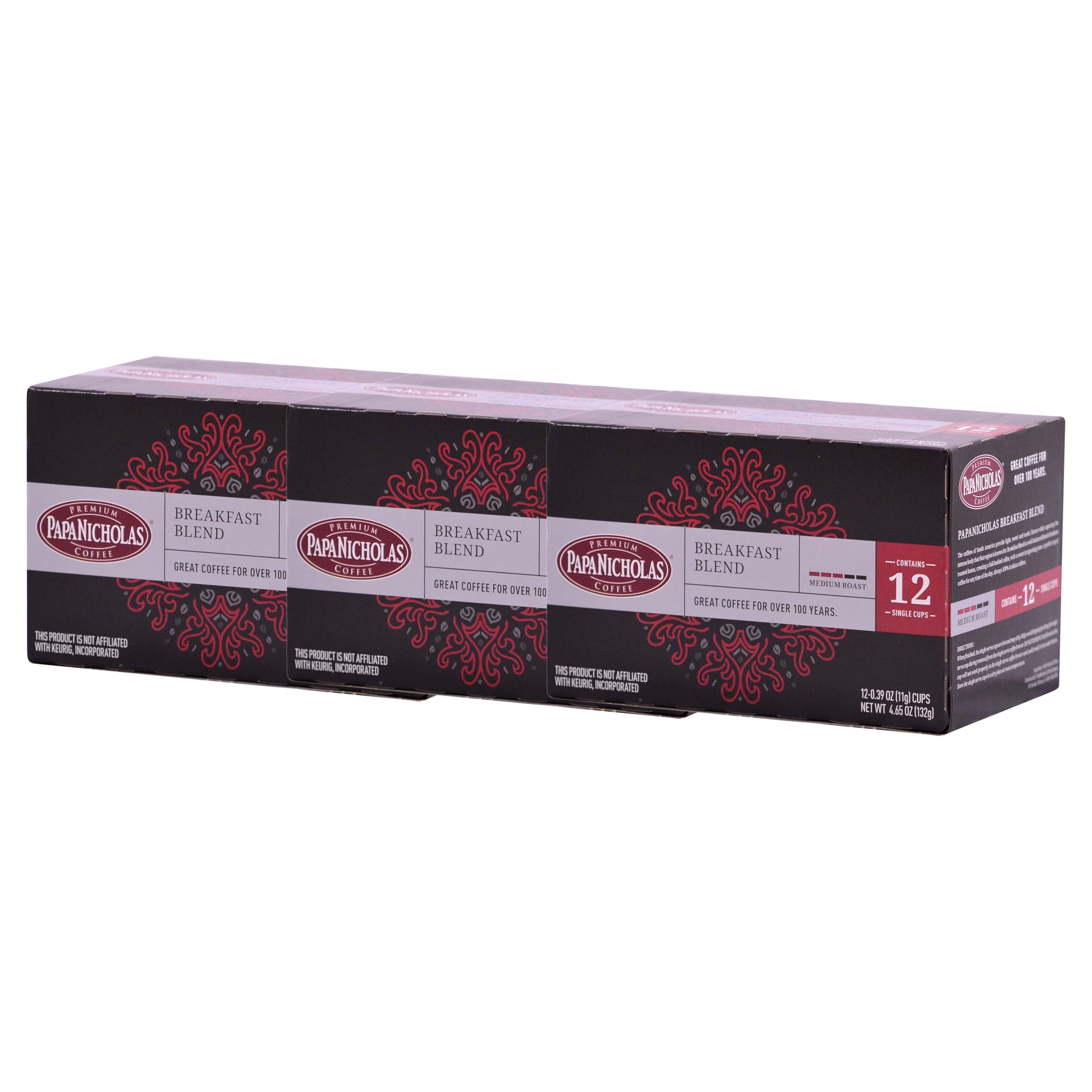 (3 pack) PapaNicholas Coffee Breakfast Blend Single Serve Cups 12ct Box ...